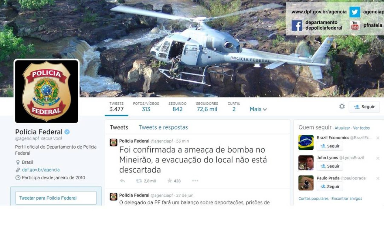 Hackers invadem Twitter da PF e postam falsa ameaça de bomba no ...