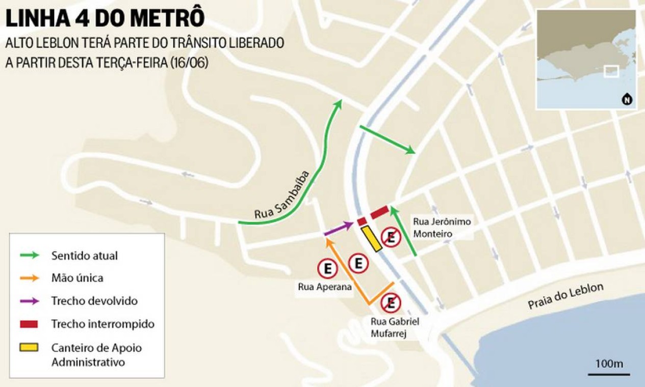 Linha 4 do Metrô: Alto Leblon terá parte do trânsito liberado a partir ...