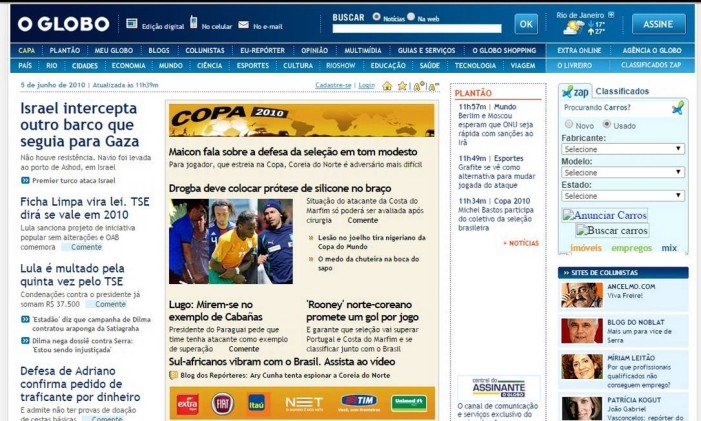 A evolução do site do GLOBO - Jornal O Globo