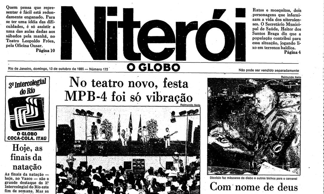 Almanaque de Niterói: MPB-4 inaugura Teatro do DCE da UFF - Jornal O Globo