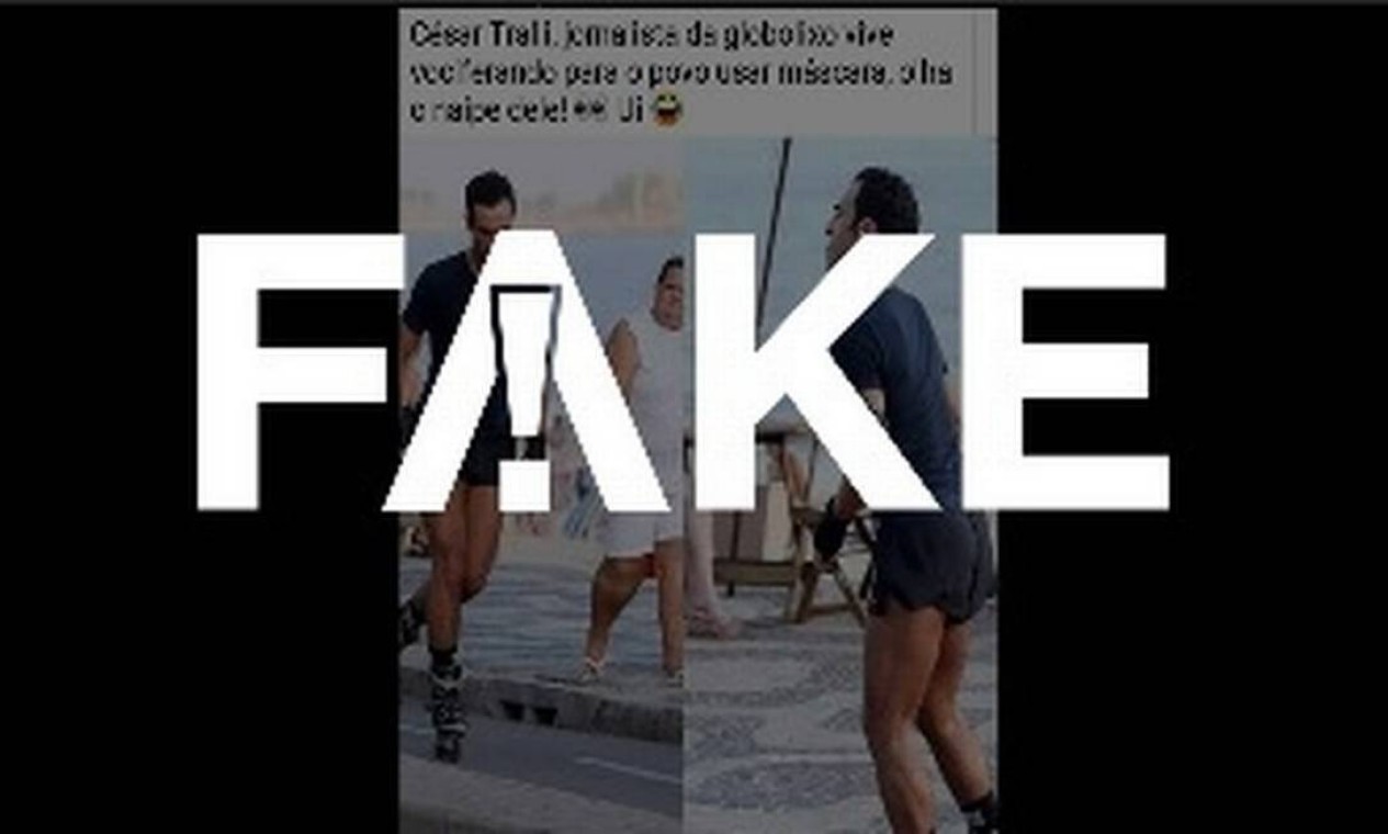 É #FAKE que foto mostre César Tralli de patins e sem máscara na orla do ...