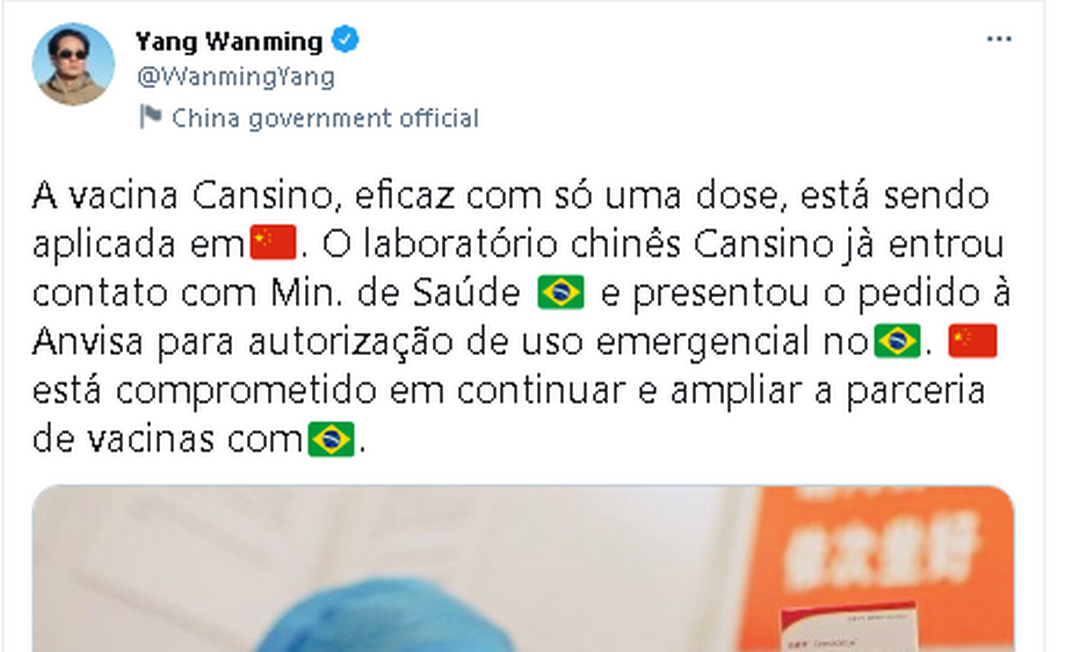 Laboratório chinês CanSino pede autorização de uso emergencial de sua ...