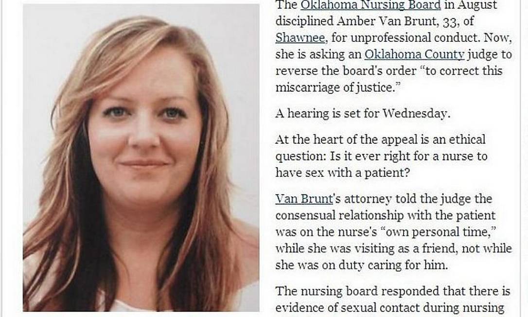 Enfermeira americana perde licença por 20 anos após ter feito sexo com ...