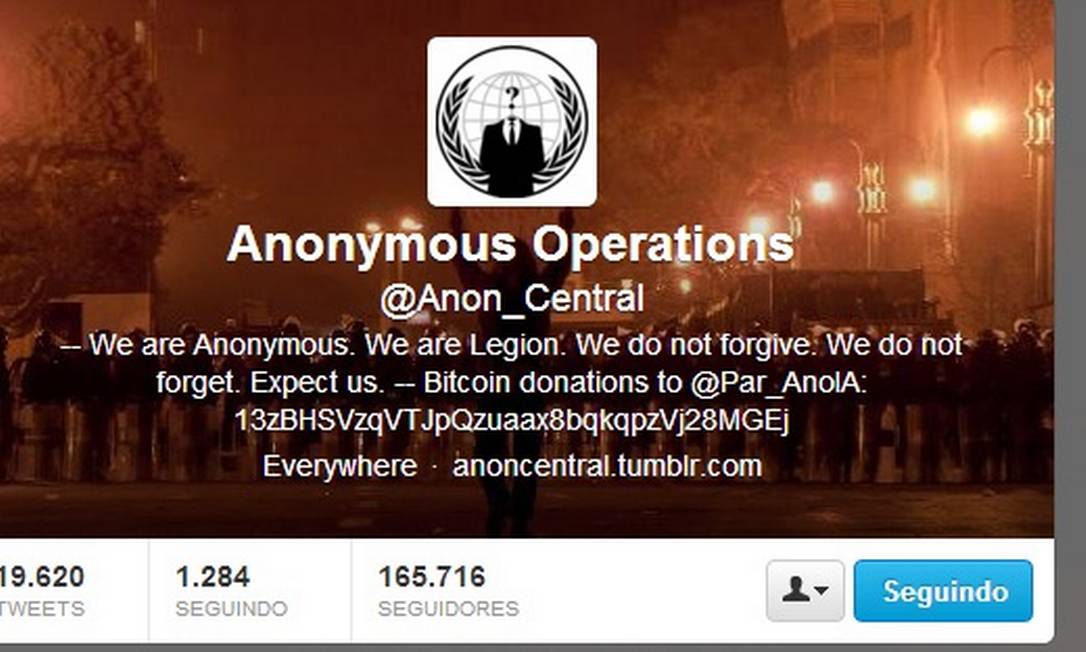 Conta do Anonymous no Twitter é invadida por hackers - Jornal O Globo