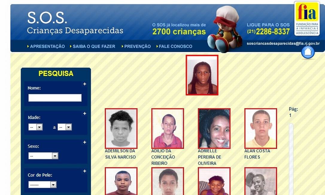 Programa SOS Crianças Desaparecidas ganha novo site - Jornal O Globo